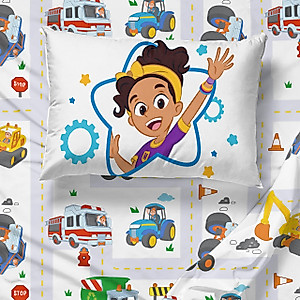 Jay Franco Blippi & Meekah Trucks Sheet Set - Toddler Size Sheet Set - Super Soft Kids Cartoon Vehicles 3 Piece Bedding Set - Microfiber Sheets