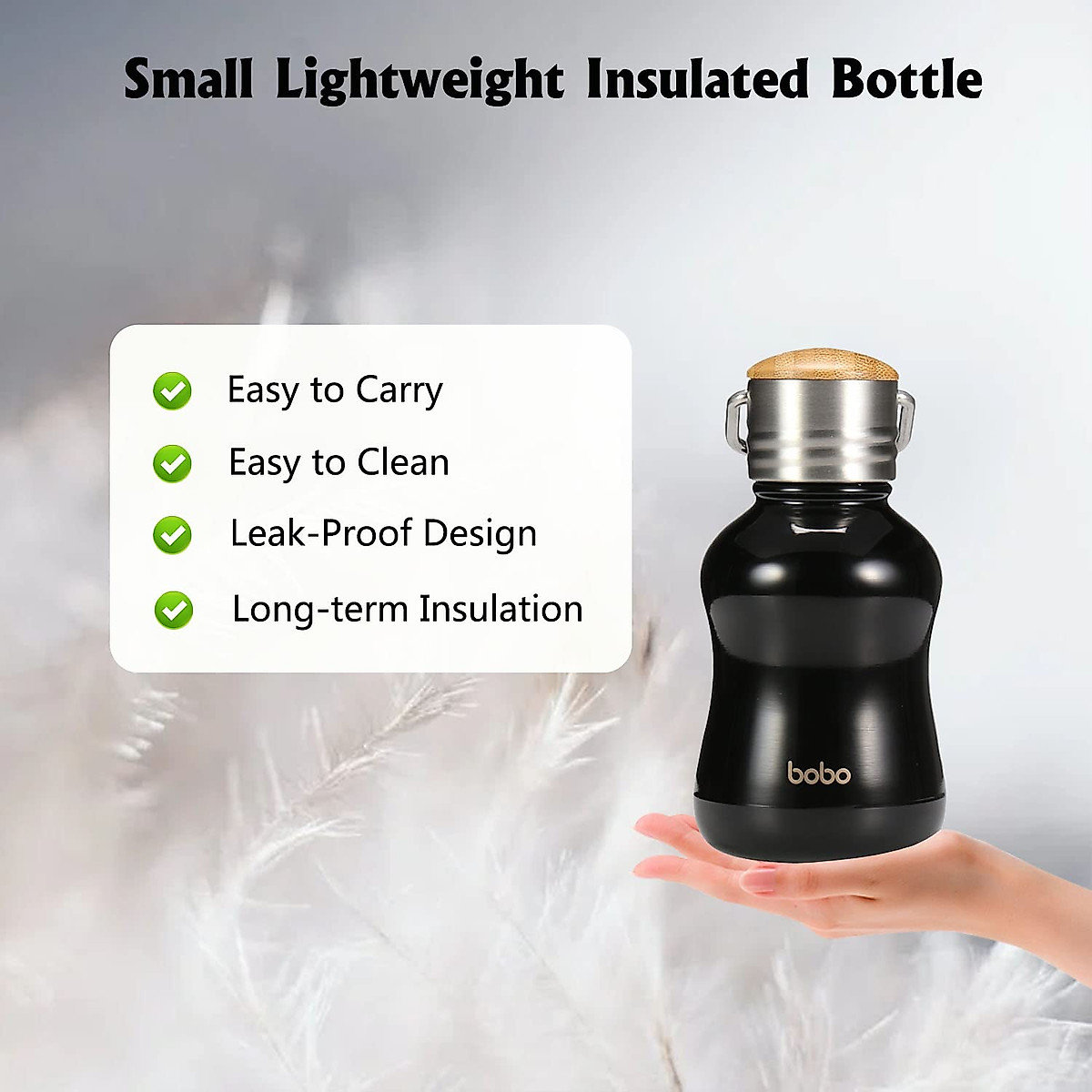 YOHKOH Small Thermos Mini Vacuum Insulated Water Bottle With Bamboo Lid - Pack of 3 - Stainless Steel Water Bottle for Women Kids, 12 Hrs Hot & 24 Hrs Cold Thermos BPA-Free (6.4oz/8.8oz/11.8oz)