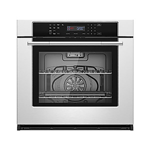 Generic 30" Electric Single Wall Oven with 10 Cooking Functions, Self Cleaning LED Digital Display, Convection Fan, Touch Control, 5 cubic feet, Silver