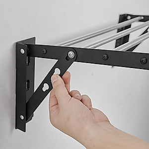 NEWRAIN Clothes Drying Rack, Wall Mounted Laundry Drying Rack Clothing,23" Wide Stainless Steel Hanging Drying Rack