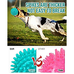 Pweituoet 2 Pack 4.5” Heavy Duty Squeaky Dog Ball for Medium Large Dogs, Spikey Dog Ball Toys for Clean Teeth and Training, Large Dog Toys for Aggressive Chewers…