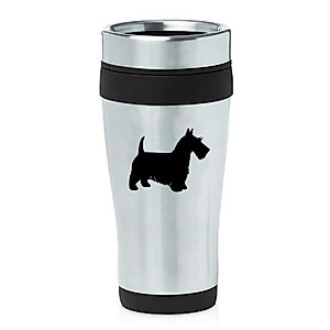 16oz Insulated Stainless Steel Travel Mug Coffee Mug Tumbler Scottie Scottish Terrier (Black)