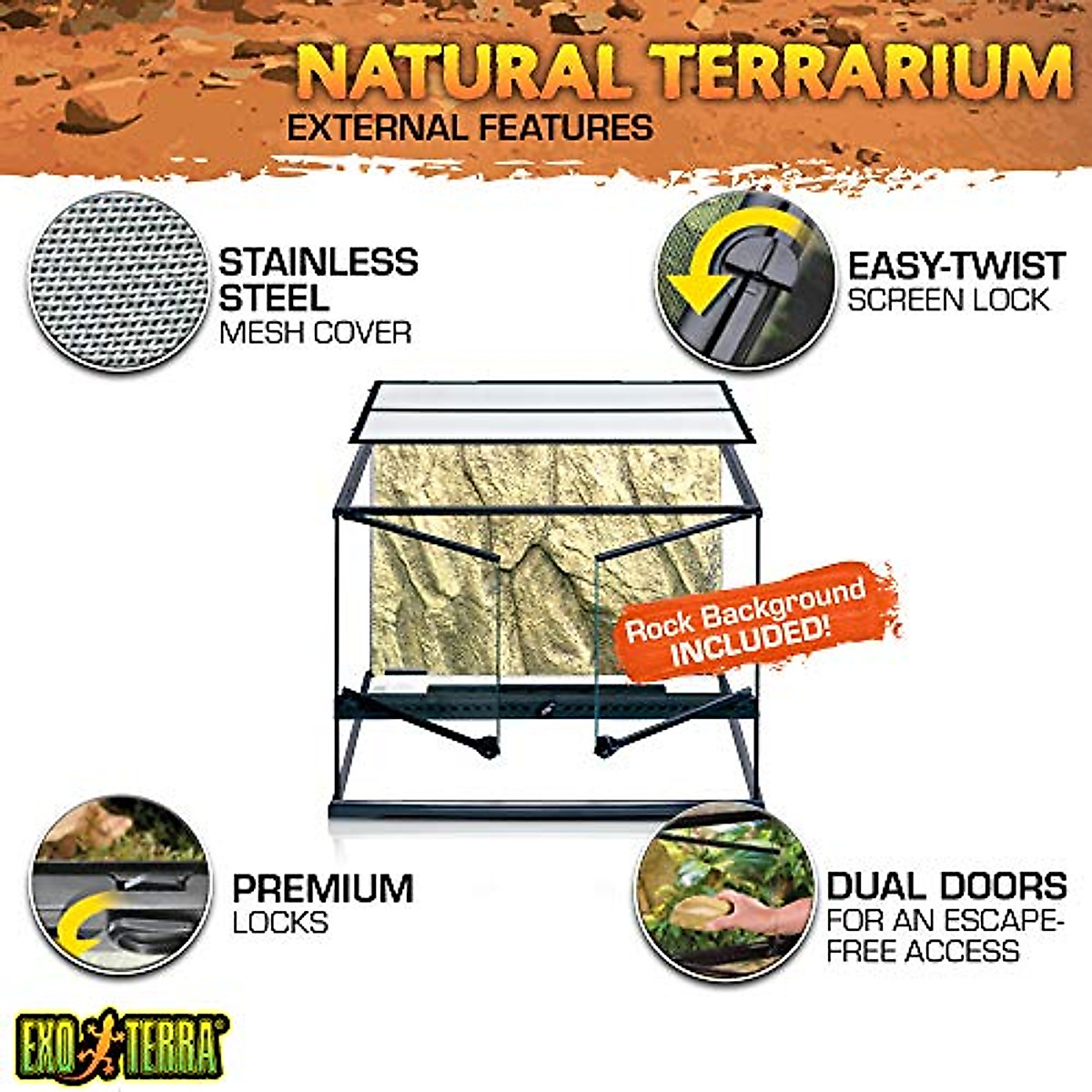 Exo Terra Glass Terrarium Tank - 24 x 18 x 18 Inches