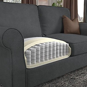 Lonkwa 57" Loveseat Sofa Couch, Upholstered Couches for Living Room, 2 Seat Small Love Seat with Rounded Arms, Living Room Furniture Small Couches for Small Spaces, Grey