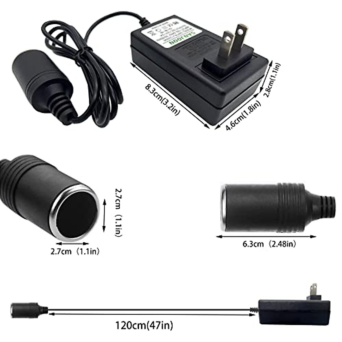 12V 2A AC to DC Converter 24W Car Cigarette Lighter Socket 110-240V to 12V Power Adapter for Car Shaver MP3/MP4 Player Car Dash Cam Bluetooth Transmitter