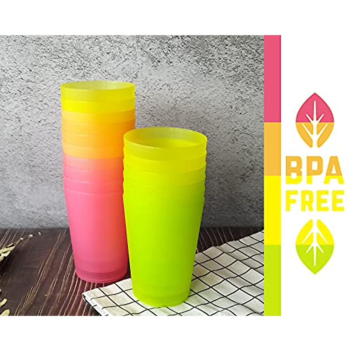 Children'S Cup-12 Sets Of Children'S Plastic Cups-10oz Children'S Juice Cup-Party Cup-Water Cup-Picnic Cup-Dishwasher Safe-Bpa Free Cup-4 Bright Colors-Suitable For Bright Children And Toddlers