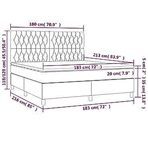 GOLINPEILO California King Fabric Box Spring Bed with Mattress Set,Included 1 x Bed Frame/1 x Headboard/1 x Mattress/1 x Mattress Topper, Dark Gray with Black Legs (Style F)