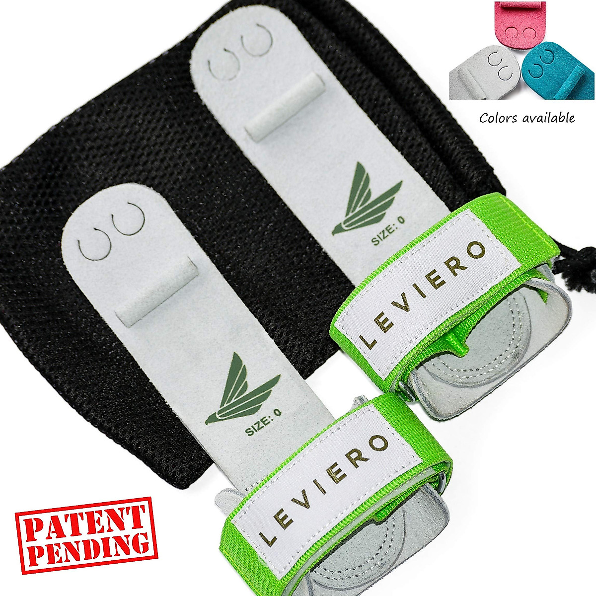 LEVIERO Gymnastics Grips Set, Grips for Gymnastics Girls, Dowel Grips with Soft Leather, Velcro Wrist Straps, and Adjustable Finger Holes, for All Ages - (White, 1)