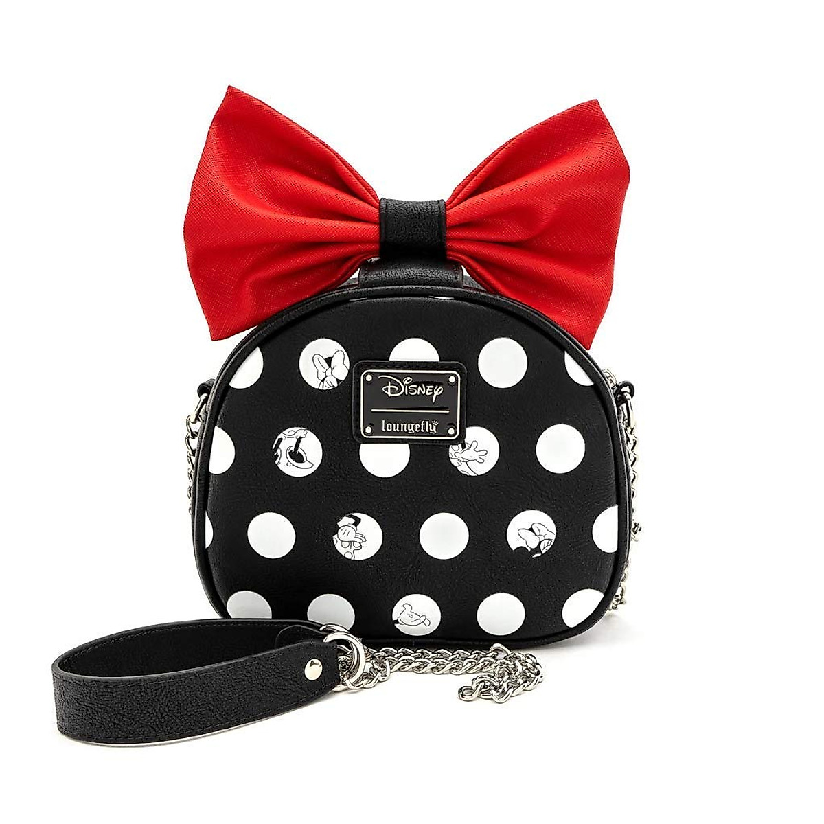 Loungefly x Disney Minnie Mouse Polka Dot Big Red Bow Crossbody Bag (One Size, Black/White/Red)