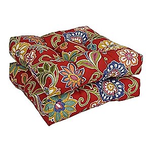 Blazing Needles Outdoor 19-inch Square Chair Cushion, 19" x 19", Alenia Pompeii 2 Count