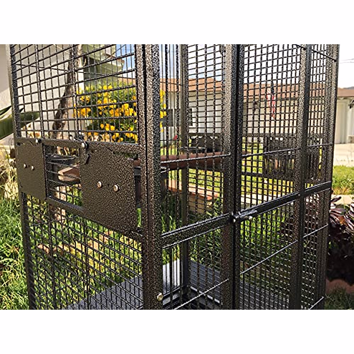 Large Elegant Wrought Iron Open Dome Play Top Bird Parrot Cage, Include Metal Seed Guard Solid Metal Feeder Nest Doors