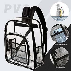 3PCS Large Capacity PVC Transparent Backpack Multi-Pocket Waterproof Bag Suitable For College Students To Work Outdoors