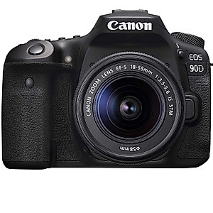 Canon EOS Rebel 90D DSLR Camera w/EF-S 18-55mm F/4-5.6 is STM Lens + 2X 64GB Memory + Case + Filters + Tripod + More (35pc Bundle) (Renewed)