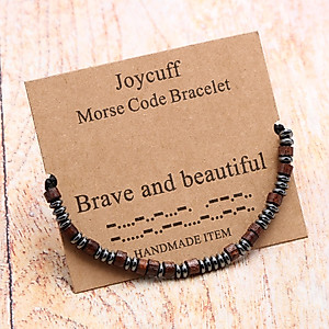 JoycuFF Inspirational Bracelets for Women Encouragement Gifts for Women Handmade Beaded Bracelets for Friends Sisters Daughter Brave And Beautiful