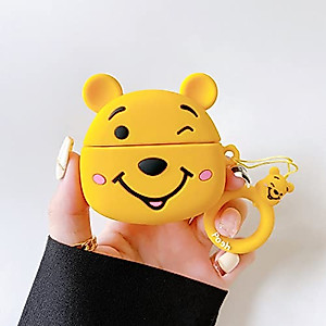 COCOMII Cartoon Case Compatible with AirPods 3 - Silicone, Slim, Matte, Cute Funny Animated, Anxiety & Stress Relief, Keychain Ring, Fingerprint Resistant, Anti-Scratch, Shockproof (Winnie The Pooh)