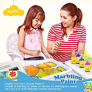 MFJL Marbling Paint Crafts Kit for Kids - Arts and Crafts for Girls & Boys - Ideas Art Kits for Kids Age 3-5 4-8 8-12 (Paint on Water)