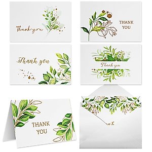 Yowmins Thank You Cards With Envelopes, Spring Cards, Wildflower Thank You Cards Notes, for Wedding, Birthday, Bridal Shower, Ivory, 6 x 4 Inch, Set of 48