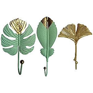 Amosfun 6pcs Plant Tropical Leaf Coat Mask Storage Decorative Reusable Stylish Corridor Leaf- Shaped Modern of Metal Window Things for Bathroom Shaped Utility Decor Iron Clothes