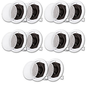 Acoustic Audio R191 in Ceiling/in Wall Speaker 5 Pair Pack 2 Way Home Theater Flush Mount