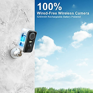 uniwatch Wireless Cameras Security Outdoor, 2K Battery Powered AI Motion Petection Spotlight Siren Alarm Home Surveillance Camera, 2-Way Audio, Color Night Vision, IP65 Waterproof, Cloud/SD Storage