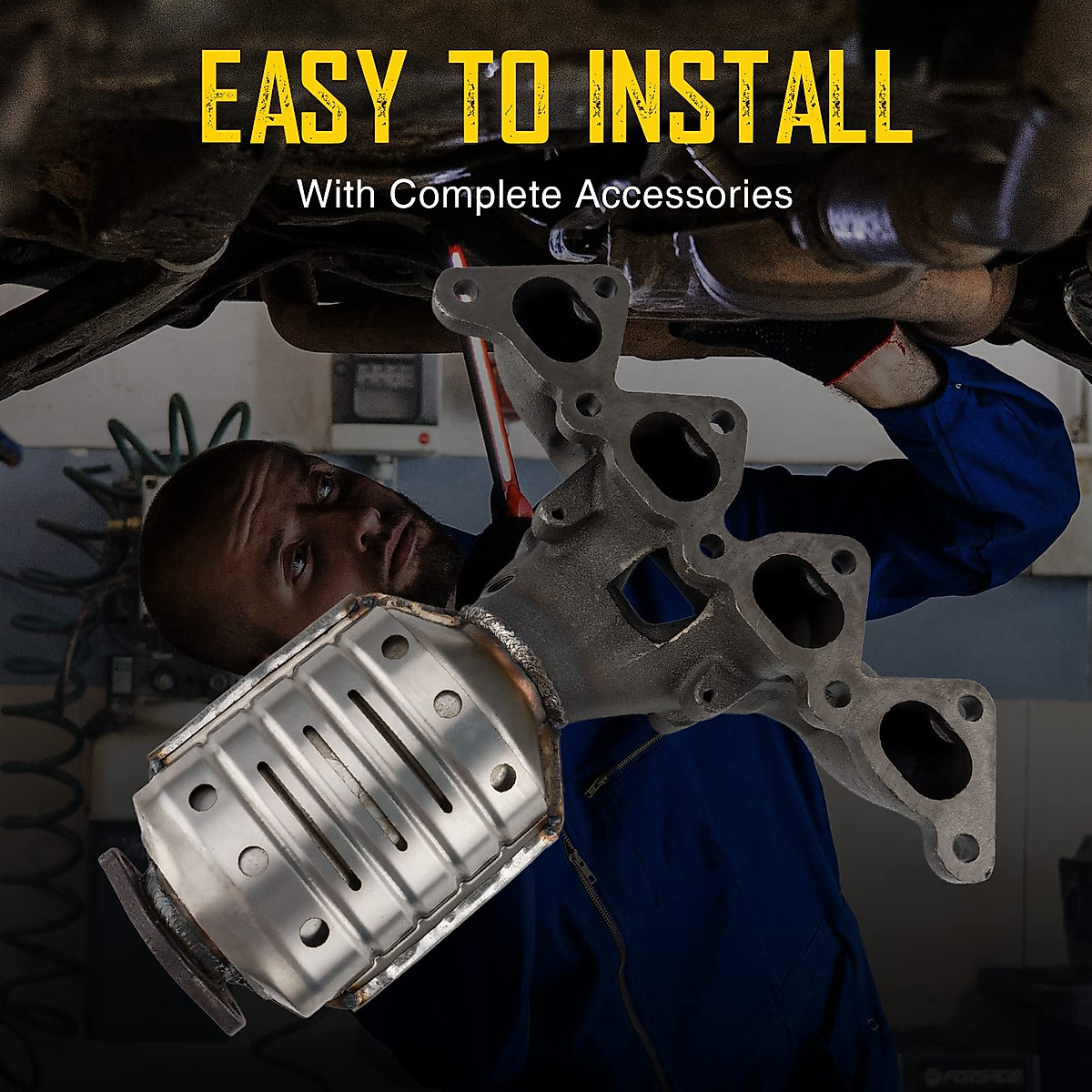 Prolenz Straight Outlet Catalytic Converters Replacement for E-lantra 2004, 2006, 2009-2012, Soul 2010, Spectra 2005-2008, Tiburon 2007-2008,Catalytic Convert with Protective Cover only 1 oxygen hole