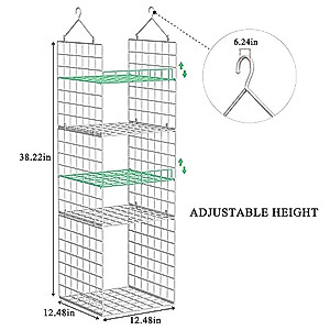 Yociyoga 5 Tier Closet Organizers and Storager, Adjustable Hanging Shelf Metal Wire Wardrobe Basket with 2 Sturdy Hooks for Bedroom, Livingroom (White)