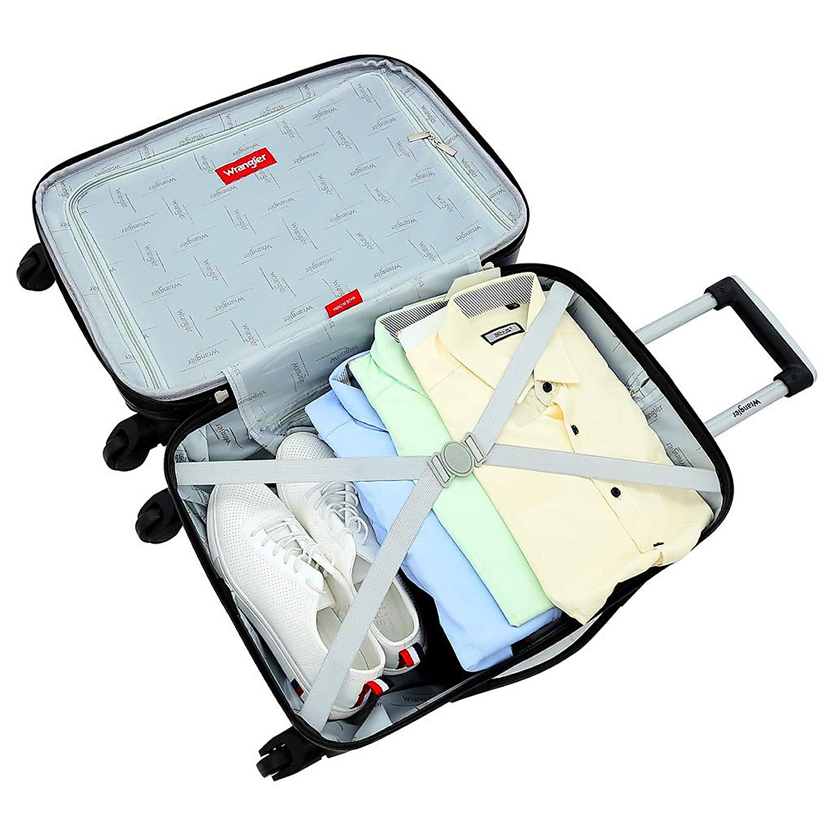 Wrangler Smart Luggage Cup Holder and USB Port, Navy Blue, 3 Piece Set