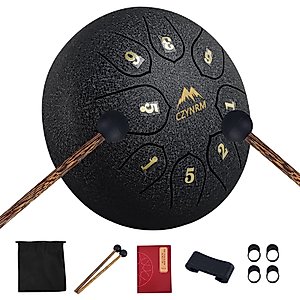 CZYNRM Steel Tongue Drum 8 Notes 6 inches,Musical Mind Healing Drum Percussion Instrument For Adults, with Mallets and Carry Bag, Great Gift for Beginner (6 inch 8 notes, black)