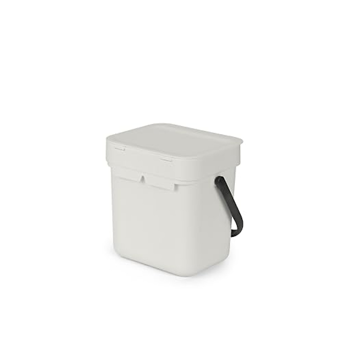 Brabantia Sort & Go Food Trash Can (0.8 Gal/Light Gray) Small Countertop Kitchen Compost Caddy with Handle & Removable Lid, Easy Clean