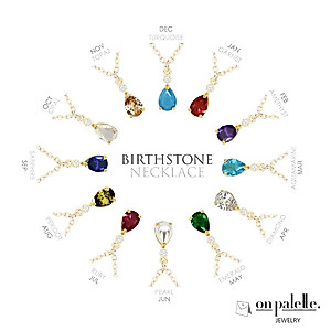 On palette Birthstone Pendant Handmade Gold Plated Necklace Gift Jewelry for Women/Wife, Girlfriend, Sister, Mom, Friend/Anniversary Birthday Gift Ideas (05.May-Emerald)