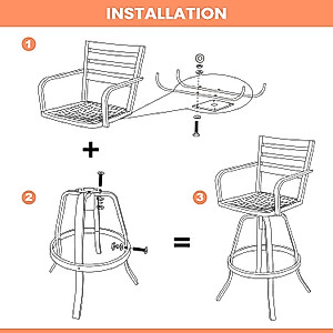 Pellebant Outdoor Bar Stools Set of 2 - Aluminum Swivel Barstools with Sunbrella Cushion, Cast Aluminum Patio High Chair Bistro Set (Red)