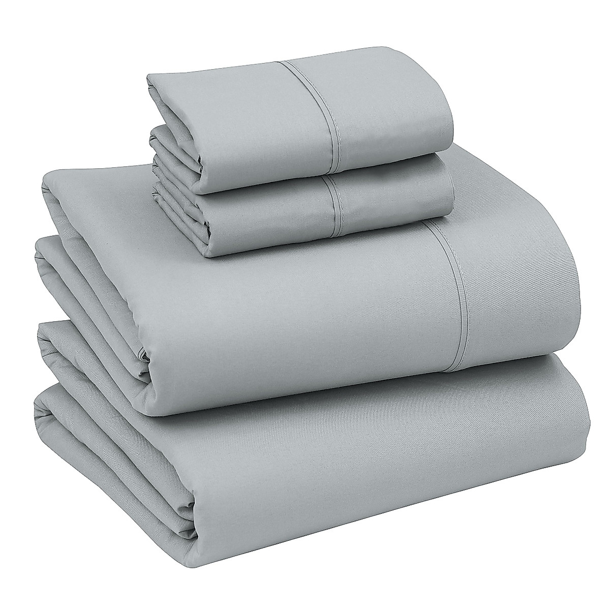 RUVANTI Full Size Sheets Set, Brushed Microfiber Sheets 4 Pieces (1 Fitted Sheet, 1 Flat Sheet, 2 Pillowcases), with 15-inch Deep Pockets, Lightweight & Compfy Premium Hotel Bedding, Light Grey