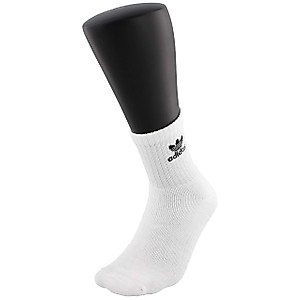 adidas Men's Athletic Moisture Wicking Cushioned Quarter-Cut TREFOIL Logo Socks 6-Pack/ 6-Pair (Shoe Size 6-12) WHITE