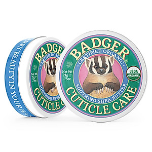 Badger Organic Cuticle Care Balm - Natural Nail Care Cream with Shea Butter, Vitamin-Rich Seabuckthorn Extract to Strengthen, Soothe & Restore Dry & Splitting Cuticles – Light Citrus Scent - .75oz