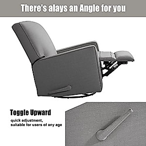 KIMOHOME Swivel Recliner Chairs Nursery Glider Rocking Recliner Chair, Upholstered Seating Glider Rocker, Modern Lounge Chair for Living Room,Bedroom(Gray)