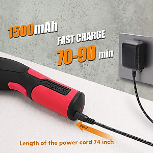 FUJIWARA Electric Scissors, 1 Rechargeable Lithium Battery and 2 Cutter Blades, Cordless Shears Cutting Tool for Fabrics/Canvas/Carpets/Leather/Cardboard/Other Thin Materials