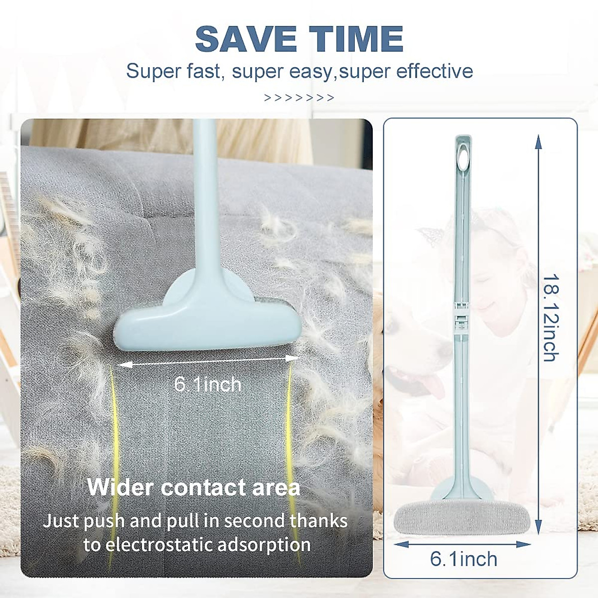 4 Pack Pet Hair Remover, Cat Dog Hair Remover for Couch, Lint Cleaner, Portable Carpet Scraper, Clothes Fuzz Rollers Brush for Carpets, Car Mat, Bedding, Pet Bed, Furniture & Rug-Upgraded