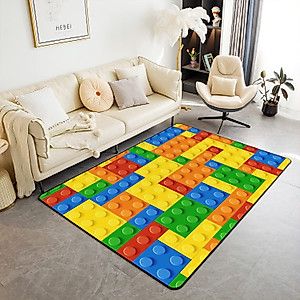 jejeloiu Building Blocks Decorative Carpet Area Rug 5'x7' Kids Boys Girls Colorful Geometric Living Room Rugs for Bedroom Area Rug 5'x7' Carpet Kitchen