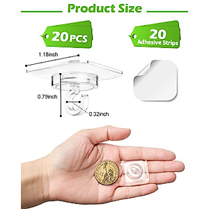 Adhesive Ceiling Hooks for Hanging Decor：20 Pack No Drill Small Drop Ceiling Hanger Strips for Decorations - Clear Decorative Ceiling Clips for Classroom Bedroom Room Party Halloween Christmas