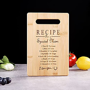 Mothers Day Gift - Cutting Board - Recipe for a Special Mom Mommy Birthday Gift Love Heart 8.7" x 11.8"