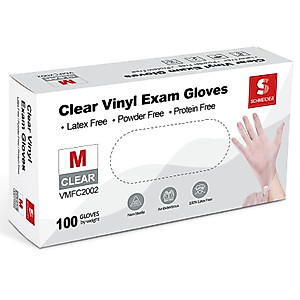 Schneider Clear Vinyl Exam Gloves, 4-mil, Small 100-ct Box, Latex-Free Disposable Rubber Gloves For Medical, Cleaning, Food Prep - Food Safe , Powder-Free, Non-Sterile