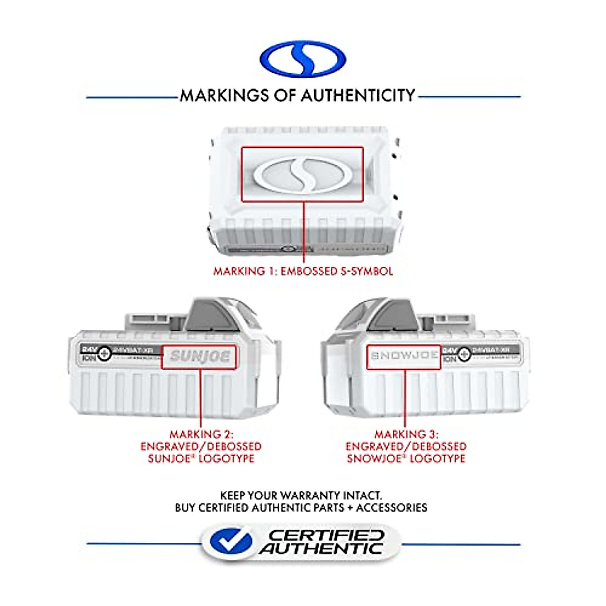 Snow Joe Certified Authentic 24VBAT-XR EcoSharp Pro Lithium-Ion Battery, 24 Volt, 5.0-Ah