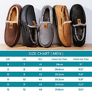 HomeTop Men's Faux Suede Memory Foam Moccasin Slippers Soft Plush Warm Lining House Shoes with Anti-Skid Rubber Sole (10, Black)