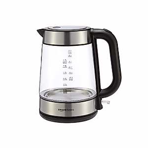 Amazon Basics Electric Glass and Steel Hot Tea Water Kettle, 1.7-Liter