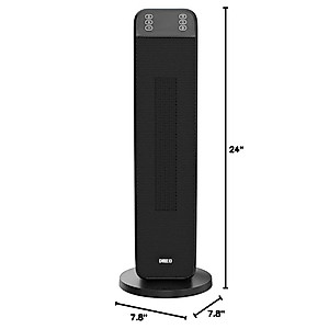 Dreo Space Heater, 24" 11ft/s Fast Quiet Heating Portable Electric Heater with Remote, 3 Modes, Overheating & Tip-Over Protection, Oscillating Ceramic Heater for Bedroom, Office, and Indoor Use, Black