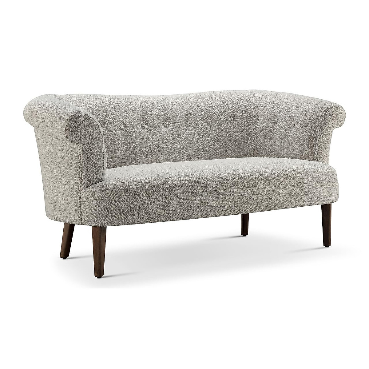 CHERS Tufted Sofa, Vintage Chesterfield Couch with Rolled Arms and Elegant Boucle Upholstery Loveseat for Living Room Furniture, Off-White