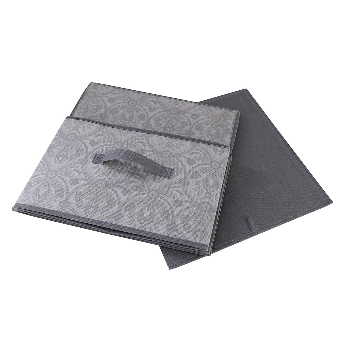 Laura Ashley Non-Woven Jumbo Storage Box, Dimensions: L16 x W16 x H10, Collapsible, Durable, Home Organization, Closet Storage, Grey