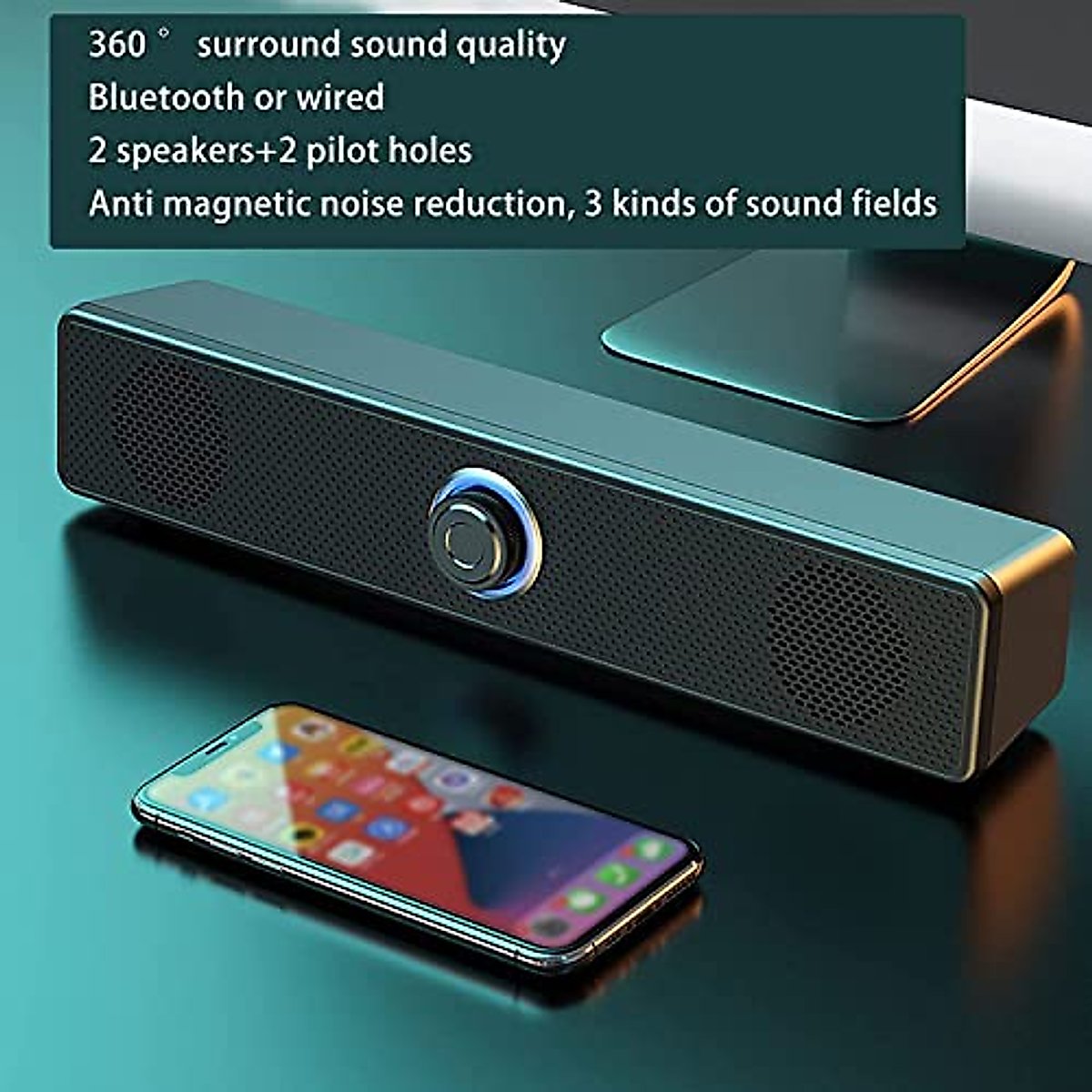 MEGCCR Bluetooth Small Speaker Subwoofer, Built-in Bluetooth 5.0 Chip, Immersive Sound Experience, Dual Speakers, Laptop Multimedia Can Be Wired or Bluetooth Mode for Outdoor Wireless Use