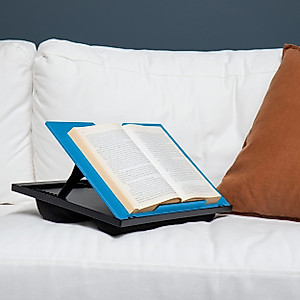 Mind Reader Lap Desk Laptop Stand, Bed Tray, Collapsible, Cushion, Portable, Dorm, Plastic, 14.75" L x 11" W x 7.3" H, Blue