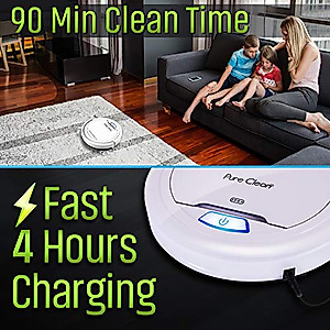 Automatic Smart Robot Vacuum Cleaner - Upgraded Lithium Battery 90 Min Run Time - Bot Self Detects Stairs Pet Hair Allergies Friendly Robotic Home Cleaning Automation for Carpet Hardwood Floor